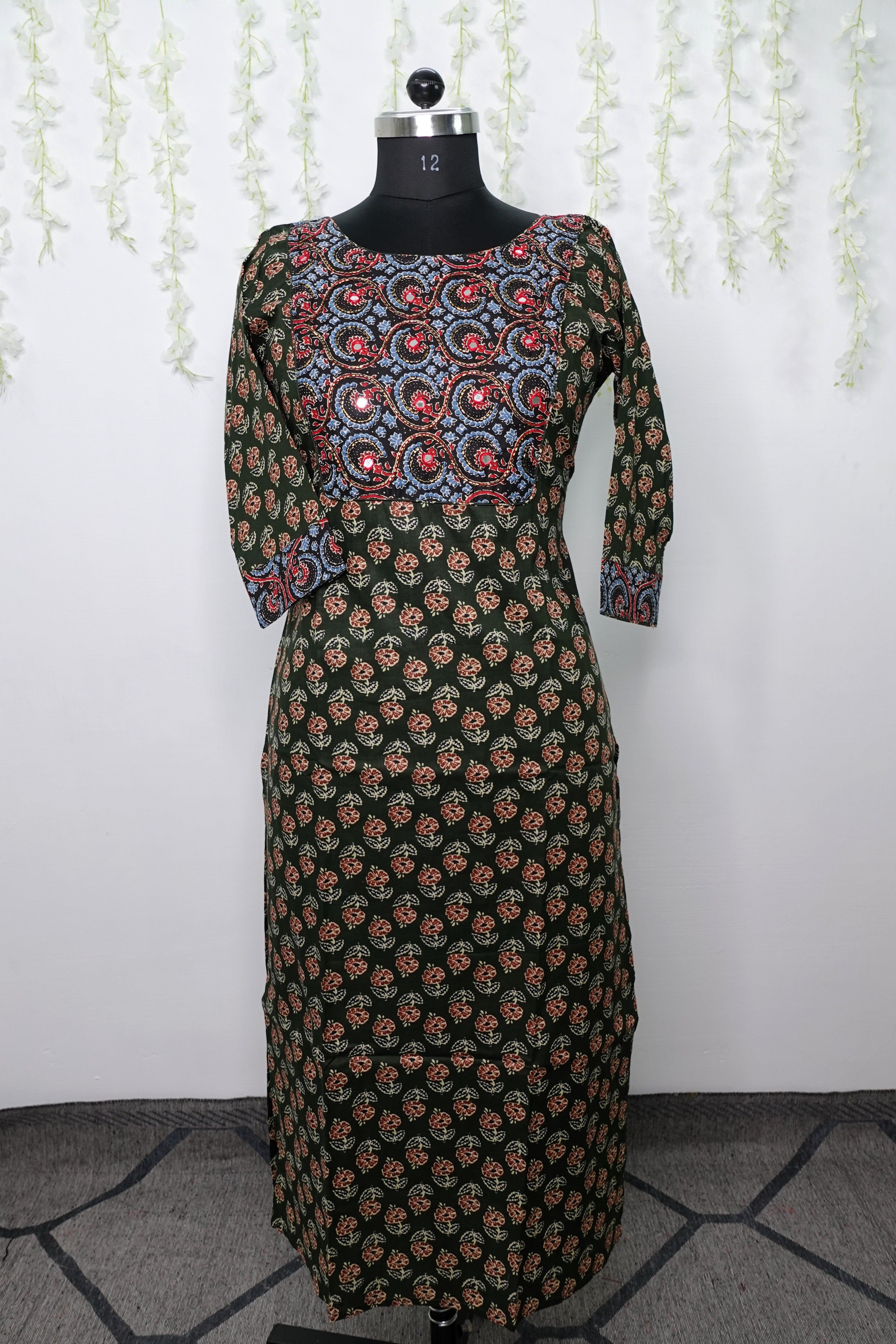 NR0053 - Ajrakh Kurti with Bead work – NUURIKHA